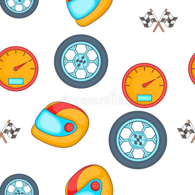 Racing Elements Pattern, Cartoon Style Stock Illustration ...