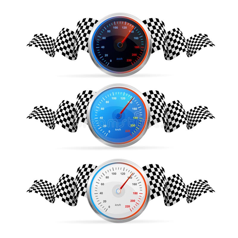 Racing Speedometer and Checkered Flag. Vector Stock Vector ...