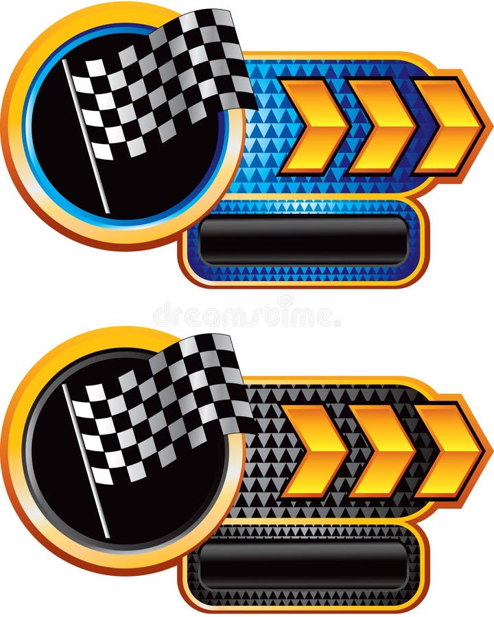 Racing Flag on Gold Arrow Nameplate Banners Stock Vector - Illustration ...