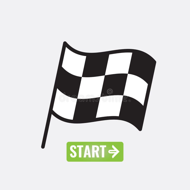 Racing Flag Icon and Start Button. Vector Illustration. Stock Vector ...