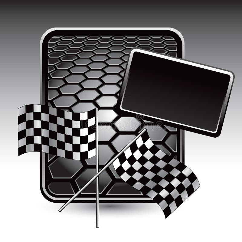 Racing Flags on Black Hexagon Advertisement Stock Vector - Illustration ...
