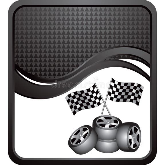 Racing Flags and Tires on Black Checkered Wave Ad Stock Vector ...