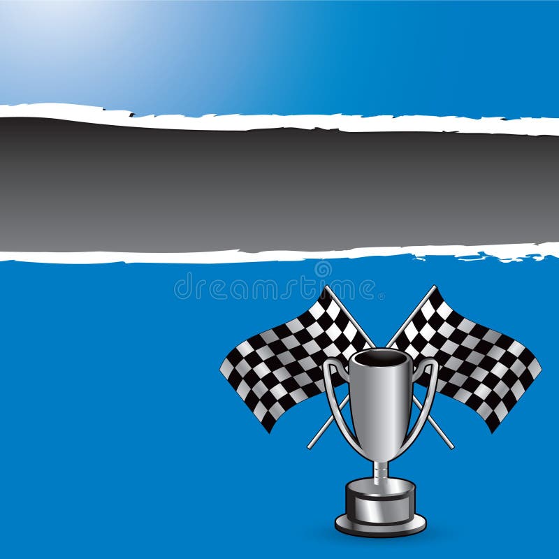 Racing Flags and Trophy on Vertical Blue Wave Stock Vector ...