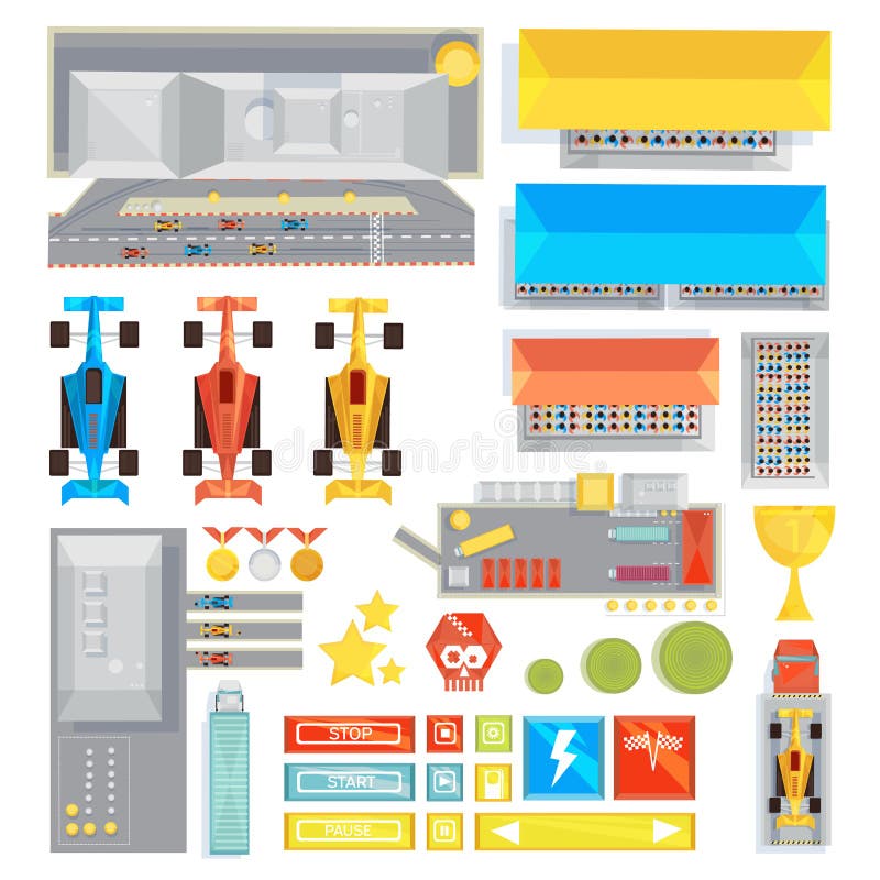 Racing Game Elements Set stock vector. Illustration of elements - 210694632