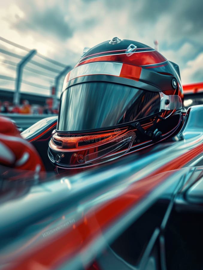 A Racing Helmet Sitting on Top of a Formula Race Car, Ready for the ...