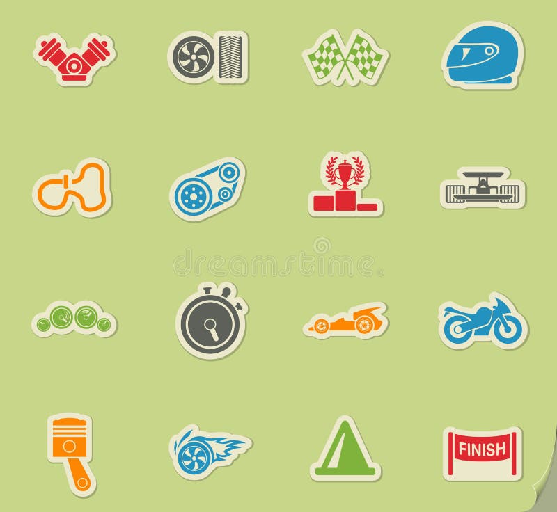 Racing icon set stock illustration. Illustration of piston - 88833461