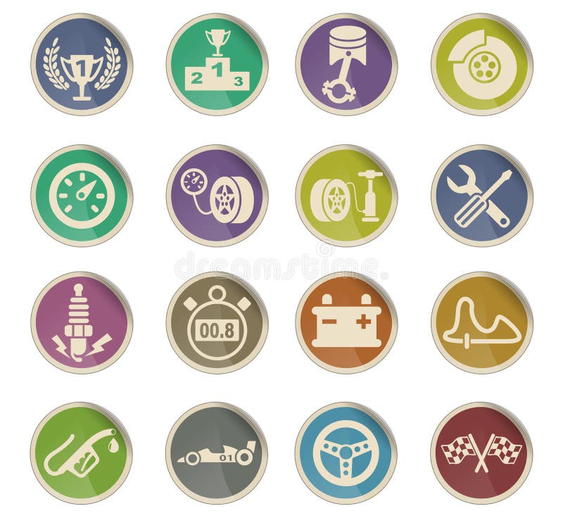 Racing icon set stock illustration. Illustration of tools - 88696362