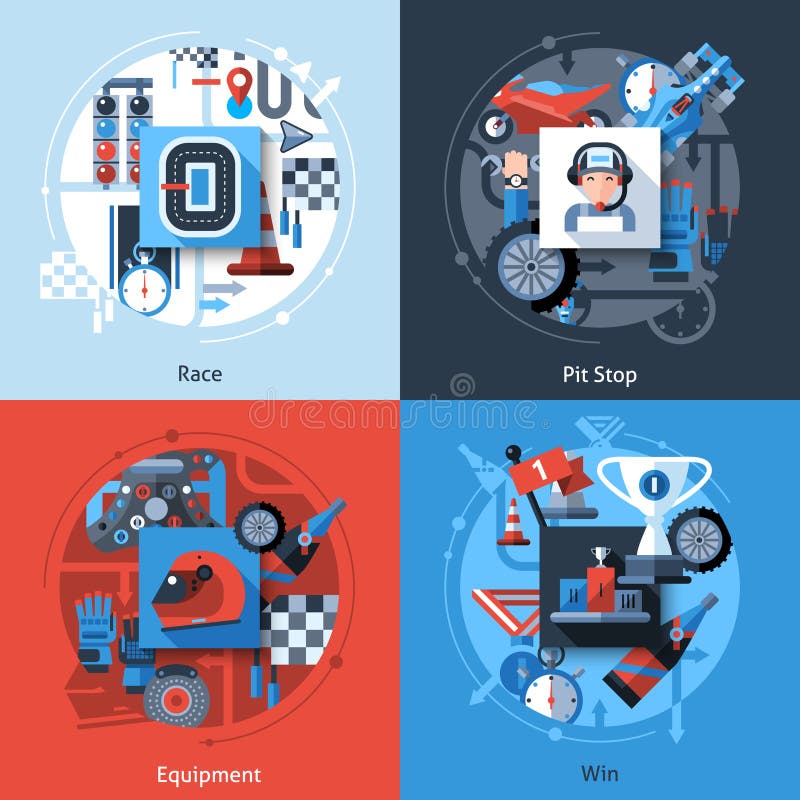 Racing Icons Set stock vector. Illustration of infographics - 52139633