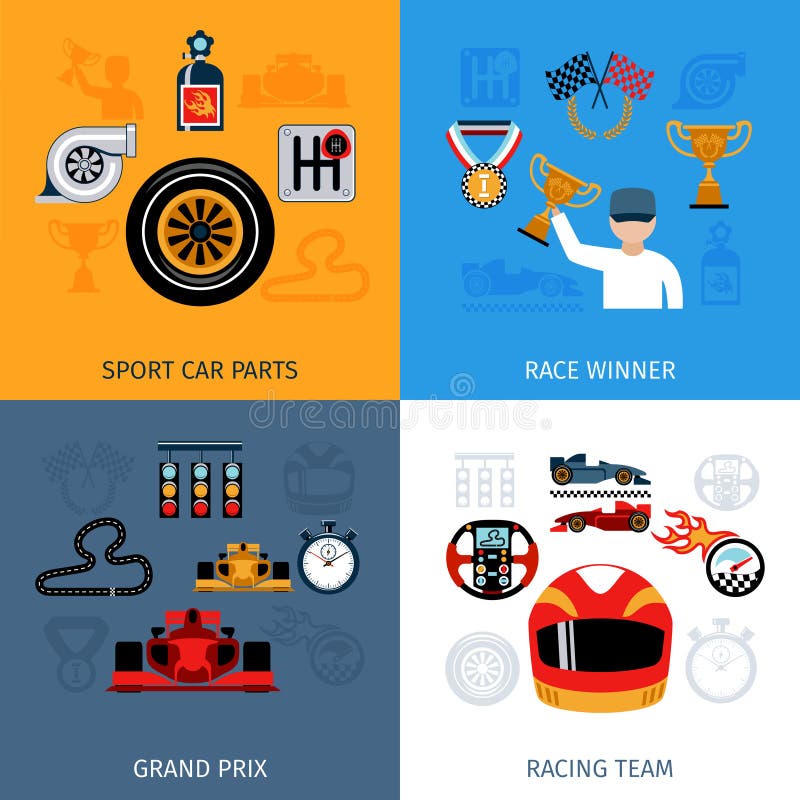 Racing Icons Set stock vector. Illustration of infographics - 52139633