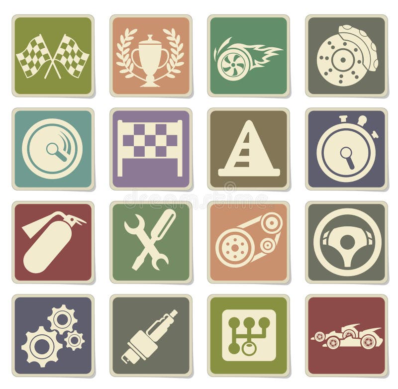 Racing icons set stock vector. Illustration of silhouette - 66264951