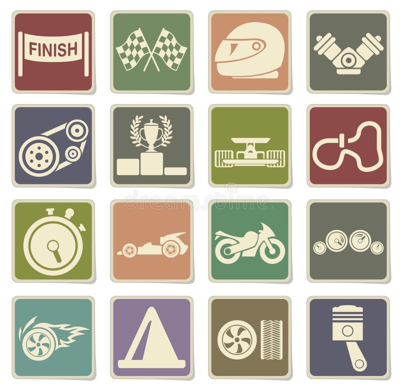 Racing icons set stock vector. Illustration of piston - 66264956