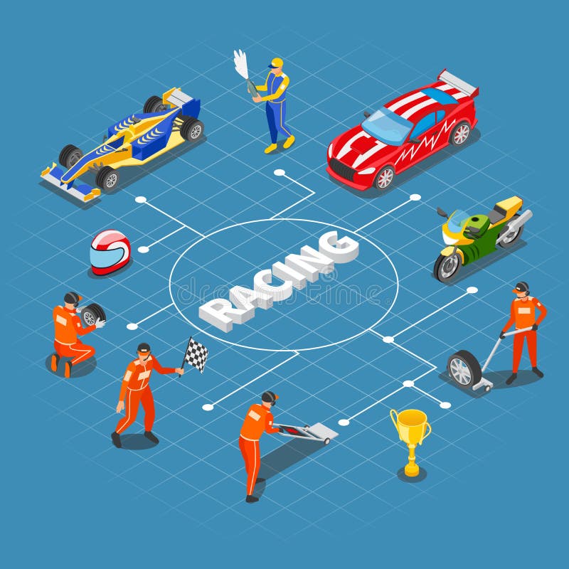 Racing Car Isometric Composition Stock Illustration - Illustration of ...