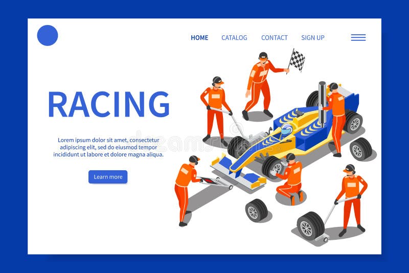 Racing Isometric Website Design Stock Illustration - Illustration of ...