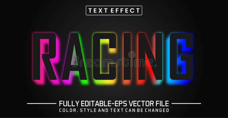 Racing Modern Neon Bright Text Effect Full Editable Text Stock Vector ...