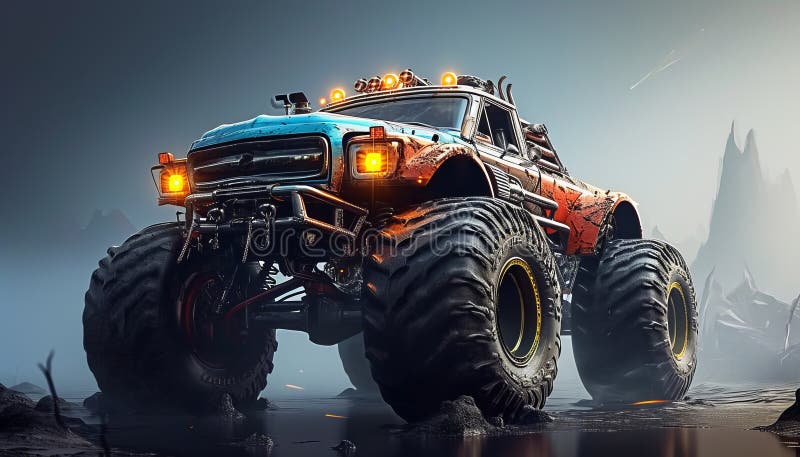 Racing Monster Truck with Powerful Engine, AI Generative Stock ...