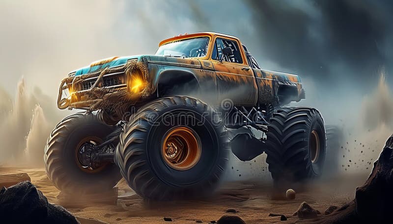 Racing Monster Truck with Powerful Engine, AI Generative Stock ...