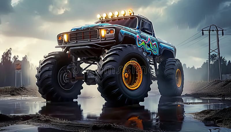 Racing Monster Truck with Powerful Engine, AI Generative Stock ...