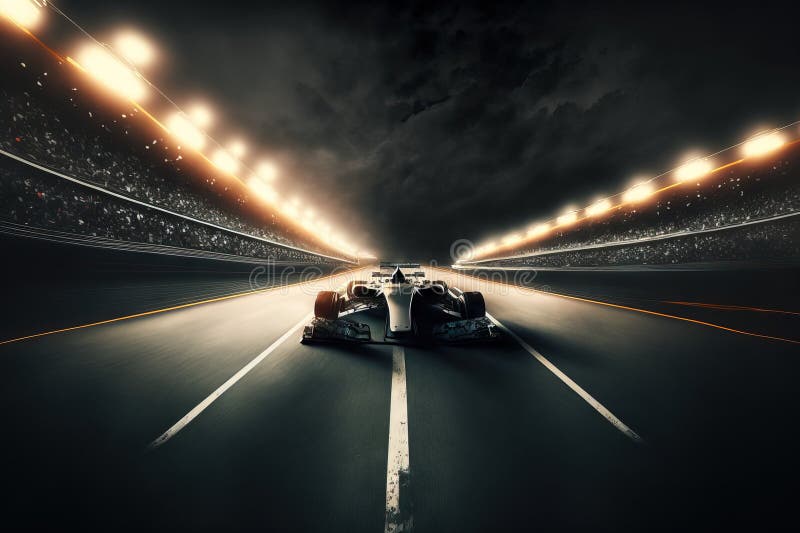 Racing at Night on a Racetracks Finish Line Stock Illustration ...