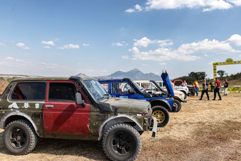 Racing Off-road Vehicles are Lined Up for Display and Inspection before ...