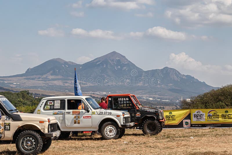 Racing Off-road Vehicles are Lined Up for Display and Inspection before ...