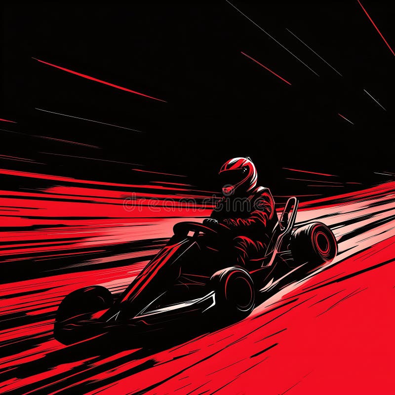 Racing Silhouette: Kart Driver in Dynamic Red and Black Motion Stock ...