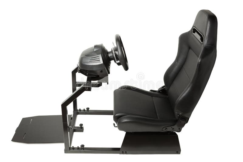 Racing Simulator Cockpit with Seat and Wheel Stock Image - Image of ...