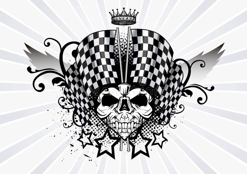 Racing Skull and Checkered stock vector. Illustration of piston - 101067087