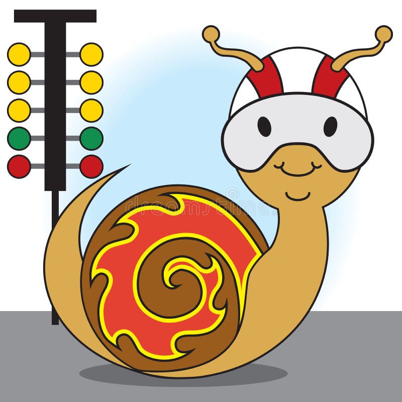 Cartoon Racing Snail stock illustration. Illustration of smiling - 6985718