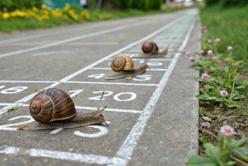 Racing Snails in Front of Start Line - Generatedby Ai Stock ...