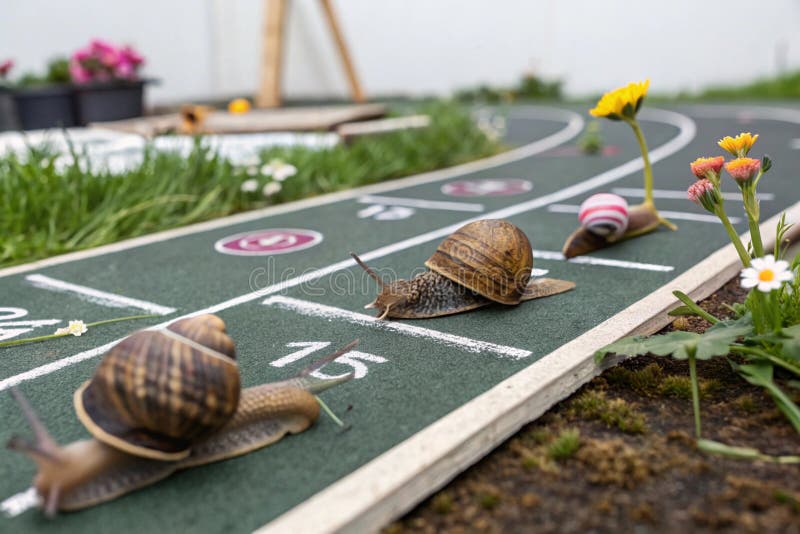 Racing Snails in Front of Start Line - Generatedby Ai Stock ...
