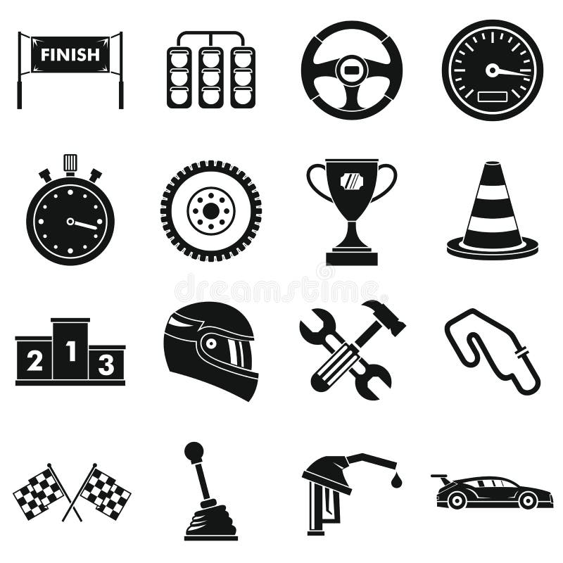 Racing Speed Icons Set, Simple Style Stock Vector - Illustration of ...