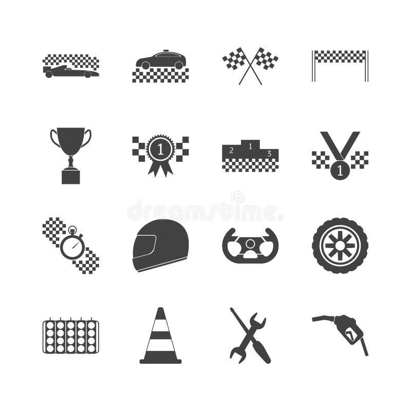 Racing Sport Color Icons Set. Vector Stock Vector - Illustration of ...