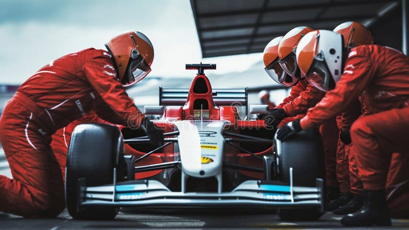 Racing Team at Pit Stop. Generative Ai Stock Illustration ...