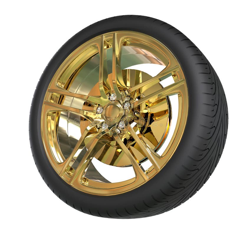 Racing Tire with Golden Rim Stock Illustration - Illustration of ...