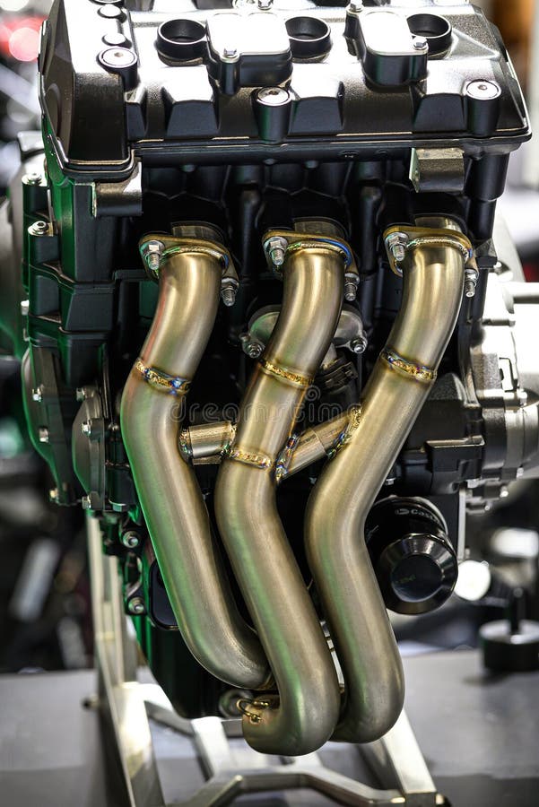 Racing Titanium Exhaust Manifolds Headers. Stock Image - Image of black ...