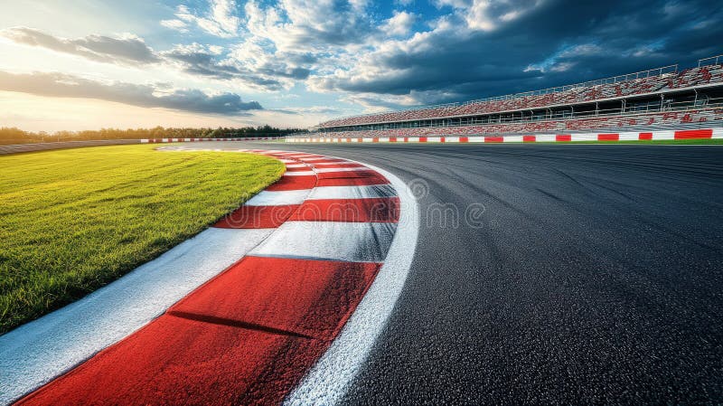 Racing Track Curve at Sunset Stock Illustration - Illustration of ...