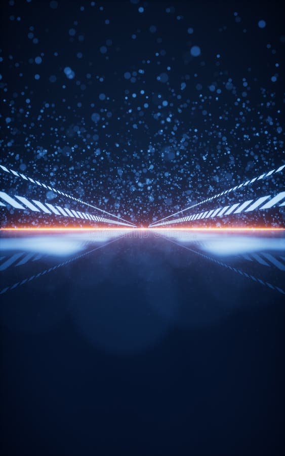 Racing Track with Glowing Particles Background, 3d Rendering Stock ...