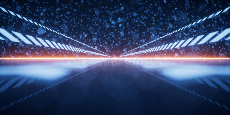Racing Track with Glowing Particles Background, 3d Rendering Stock ...