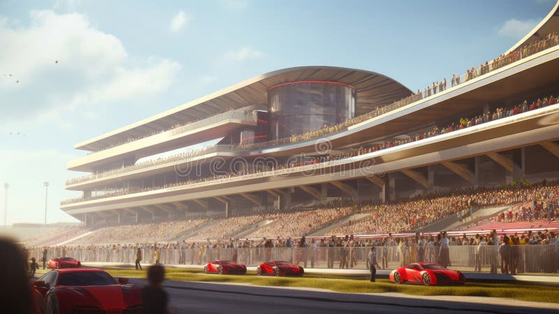 Racing Track with Grandstands. Generative AI. Stock Illustration ...
