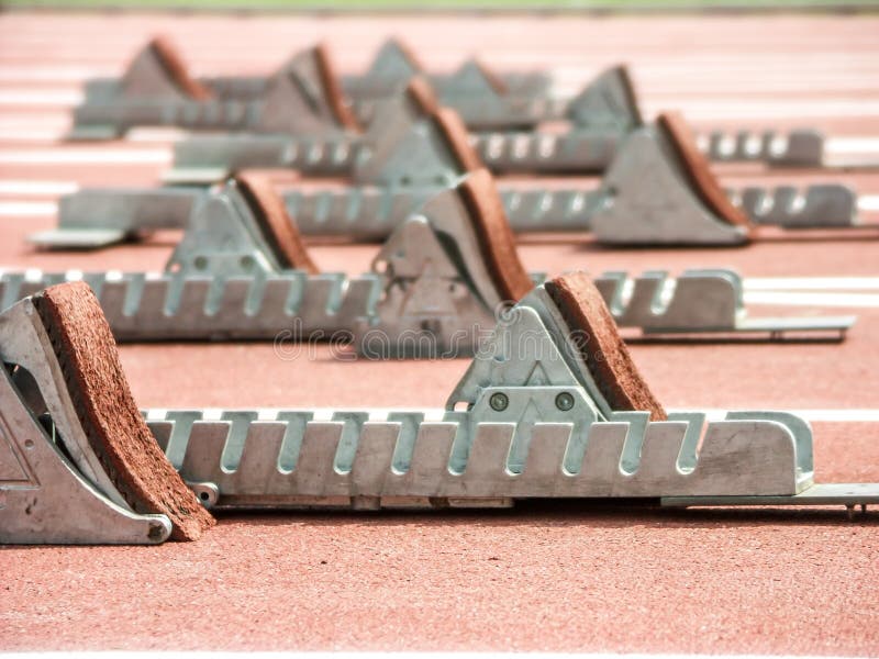 Racing Track with Running Blocks Stock Photo - Image of sports, track ...
