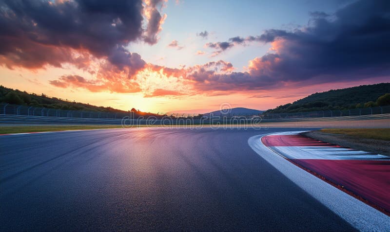 Racing Track Sunset Dramatic Sky Vibrant Colors Stock Photos - Free ...