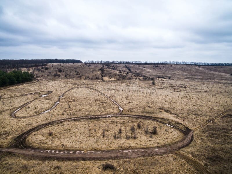 Racing Tracks and Landscape from Height Stock Photo - Image of grove ...