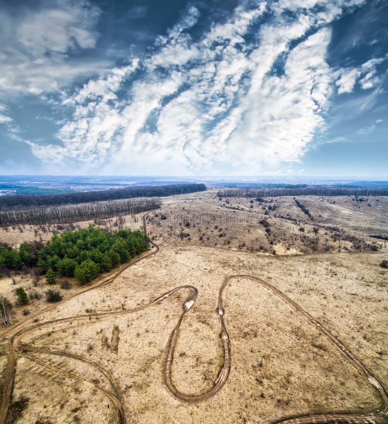 Racing Tracks and Landscape from Height Stock Photo - Image of ...