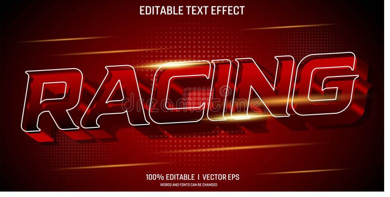 Editable Racing Vector 3d Text Effect with Modern Style Designs Stock ...