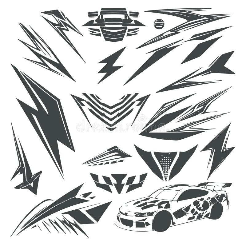 Racing Vehicle Graphics Geometry Striped Vinyls Decals Vector Stock ...