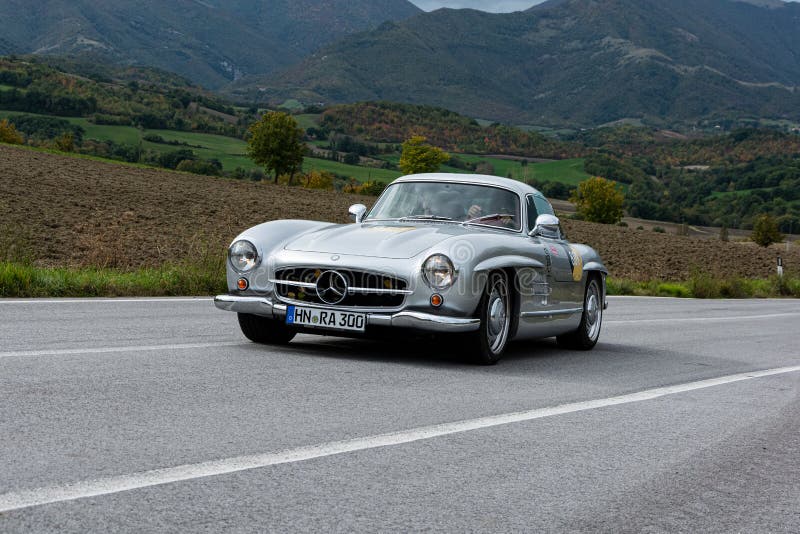 Racing Vintage Mercedes 300 SL on the Road Editorial Stock Image ...