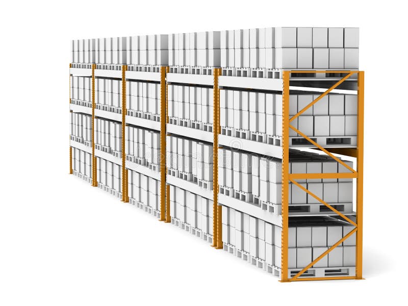 Warehouse Shelves, Side View. Stock Illustration - Illustration of rack ...
