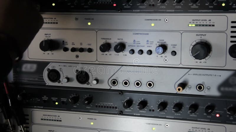 A Rack of Audio Compressors in a Recording Studio. Stock Footage ...
