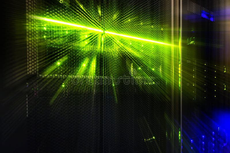 3d Rendering Rack with Blade Behind Bars Mainframe in the Data Center ...