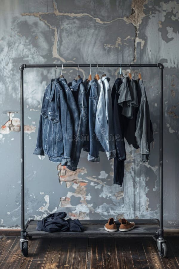 A Rack with a Bunch of Clothes Hanging on it Stock Image - Image of ...